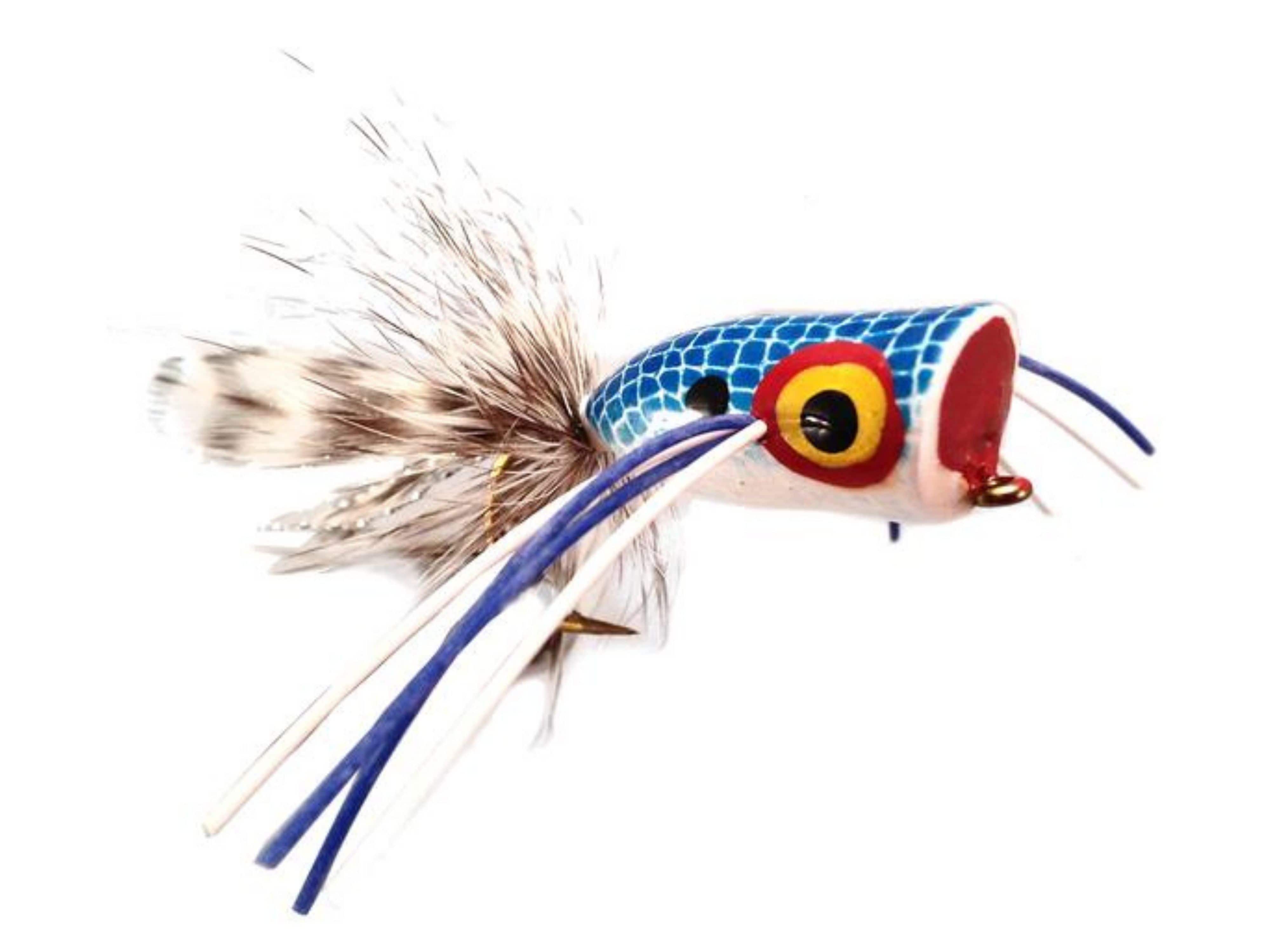 Bass Popper, Size 2 | Blue and White | Qty. 4 | Wild Water Fly Fishing – RackUp+Go