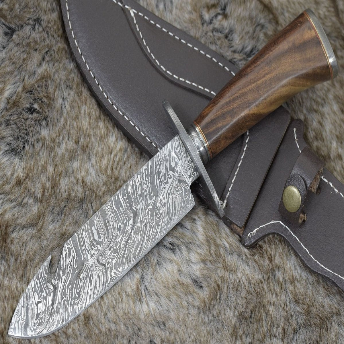Oblivion Damascus Bowie Knife with Exotic Rosewood Handle – RackUp+Go