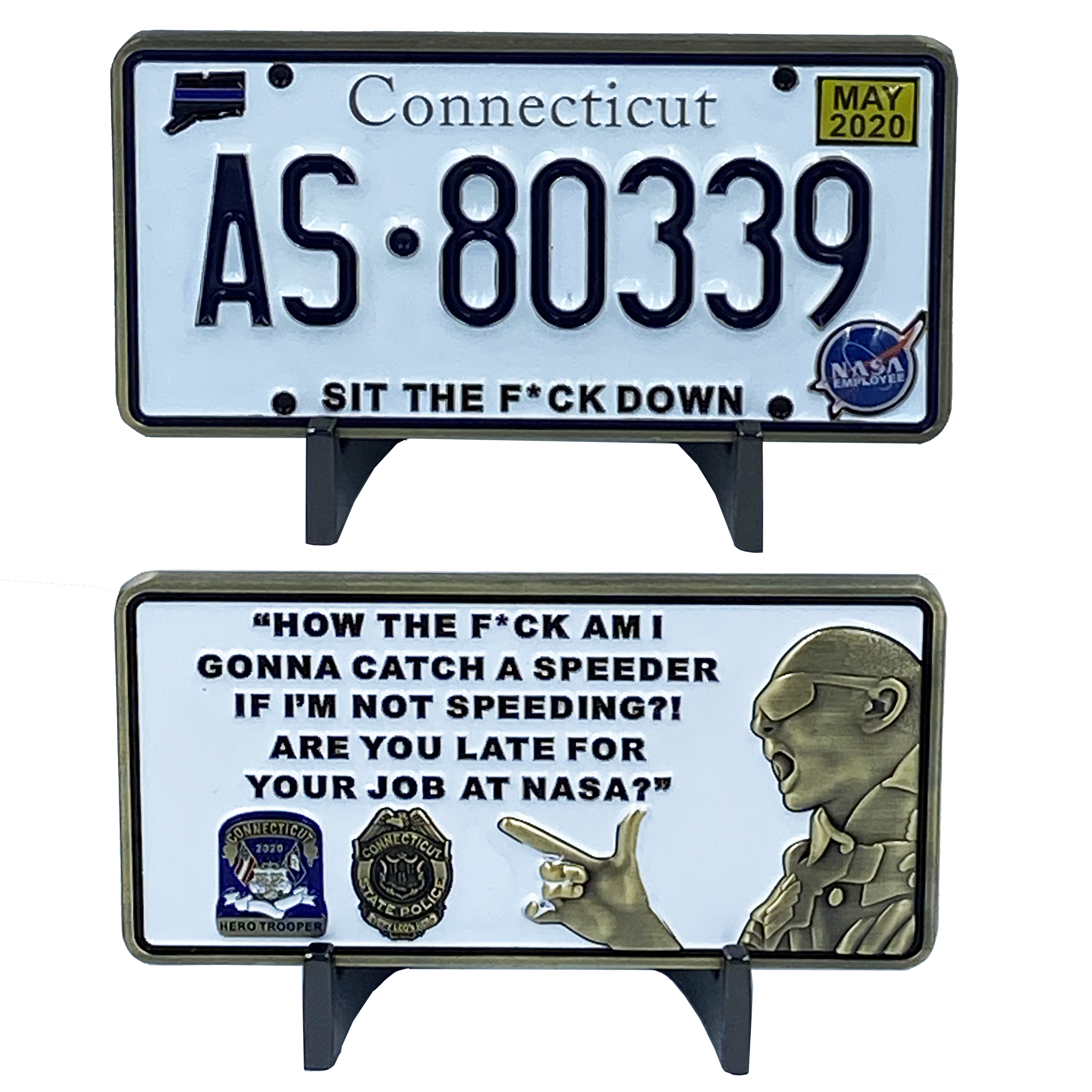 DL6-01 CONNECTICUT STATE POLICE TROOPER SPINA CSP License Plate Challe ...