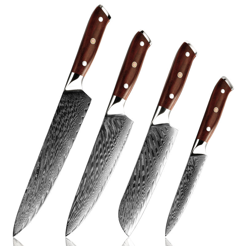 Splendor Knife Set 4 Piece VG10 Damascus Steel with Pakkawood Handle ...